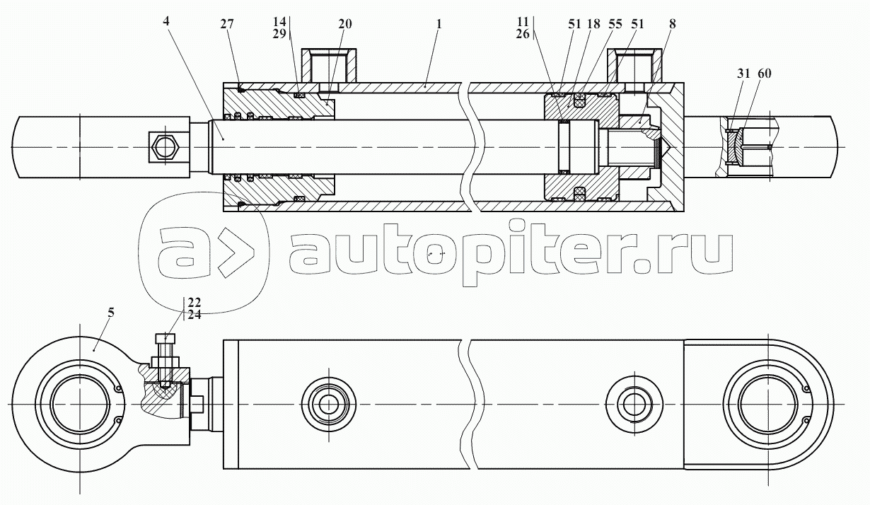 Гидроцилиндр 352.61.03.100-Б Рабочие органы Амкодор-352 — купить, цены ...
