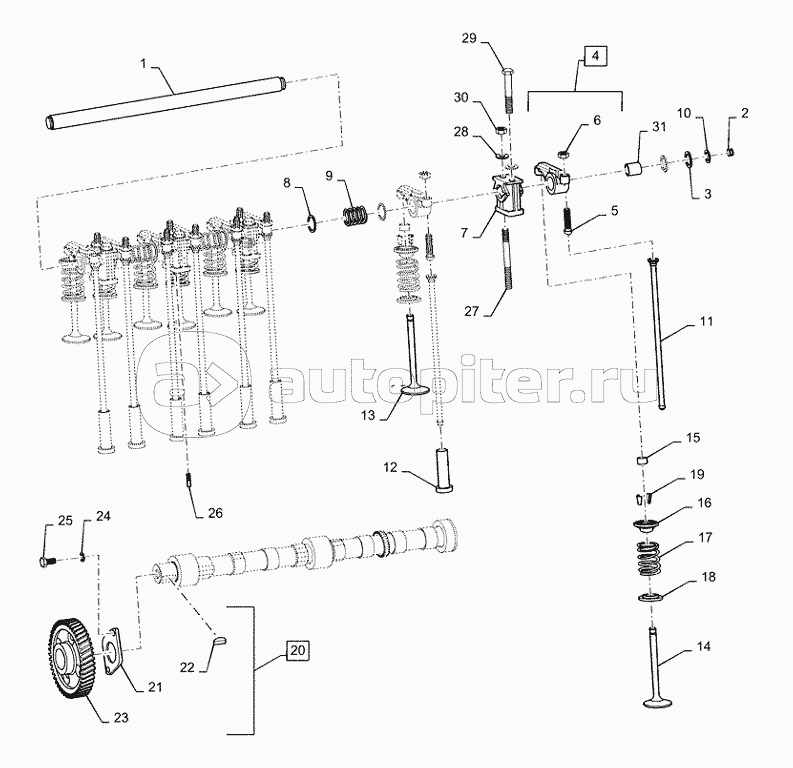 10.106.AA(01) - ENGINE CAM SHAFT AND VALVES Case-570T — купить, цены в ...
