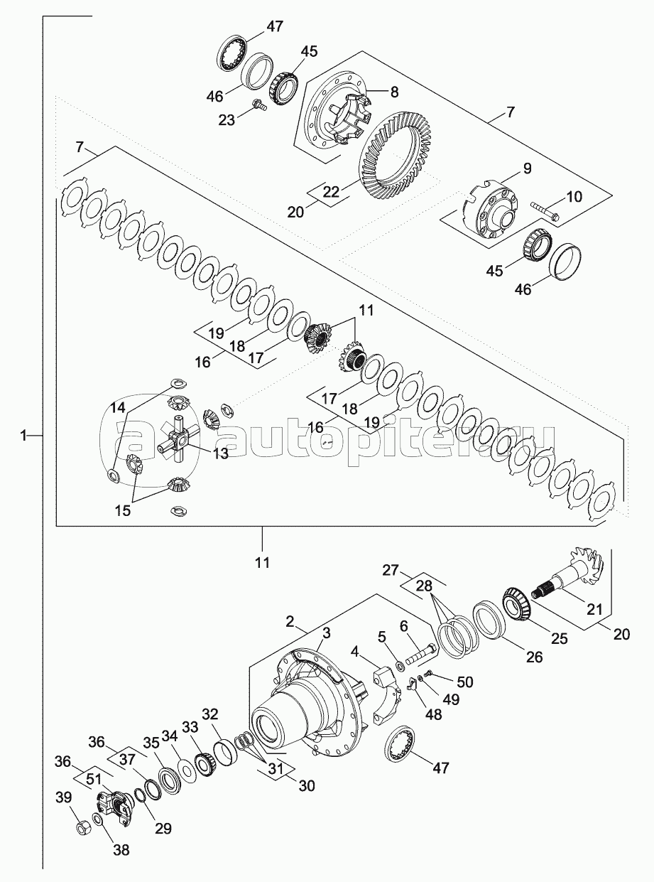 CARRIER AND DIFFERENTIAL - MFD, 12 BOLT HUB, WITHOUT DIFFERENTIAL LOCK ...