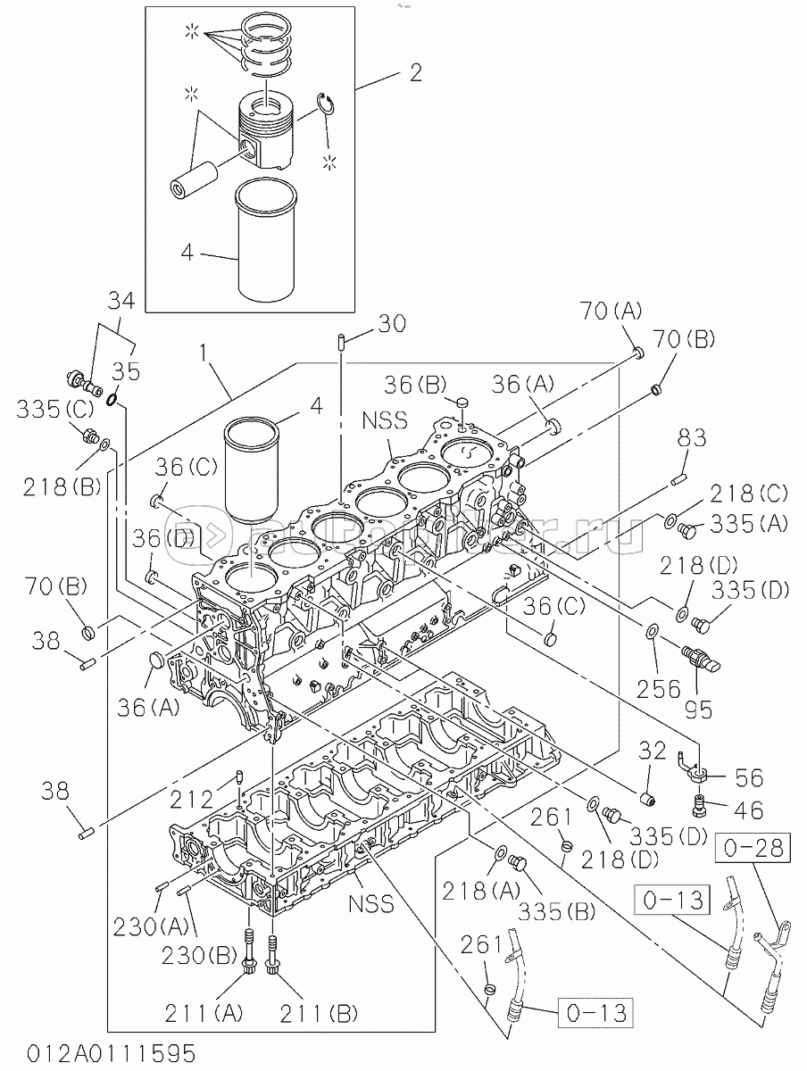 CYLINDER BLOCK, S/N: D14/07- ISUZU 6WG1-XAWB02 (ZW550-6 Wheel Loader ...