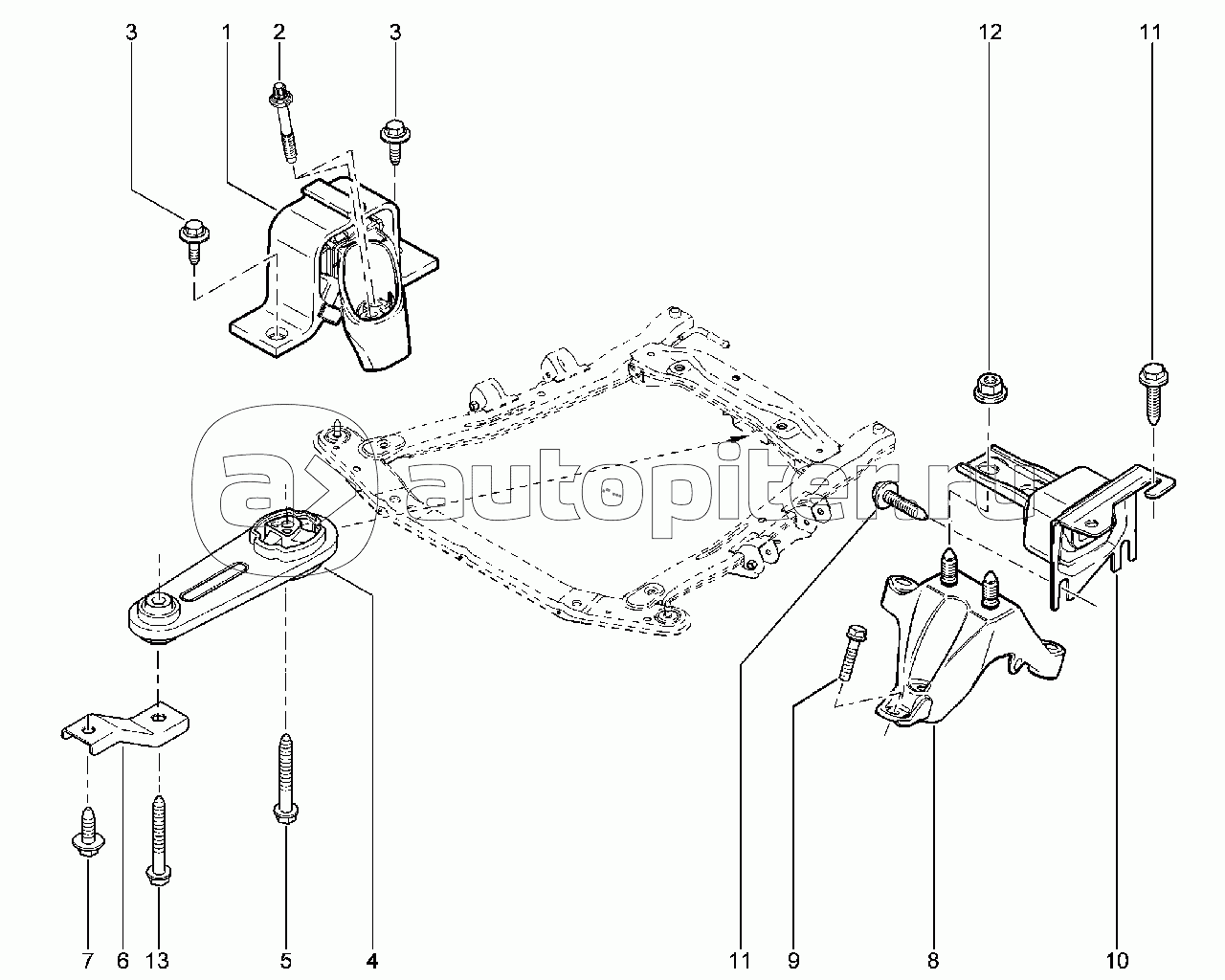 Опоры, кронштейны подвески двигателя (P3M, P4M - BVM5) LADA Largus FL ...
